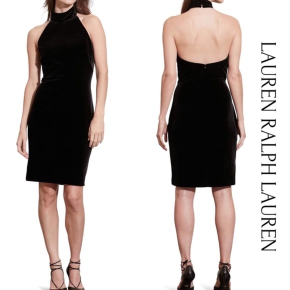 Ralph Lauren | Dresses | Nwt Velvet Halter Backless Cocktail Midi Dress Lbd | Poshmark